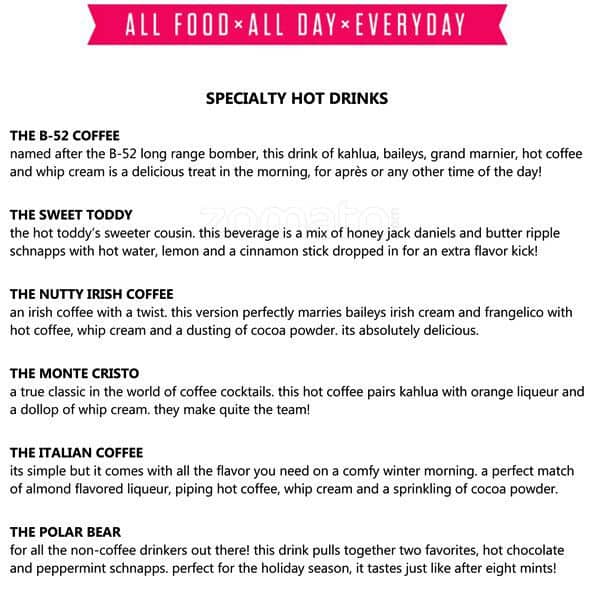 Menu at Queen Street Warehouse pub & bar, Toronto