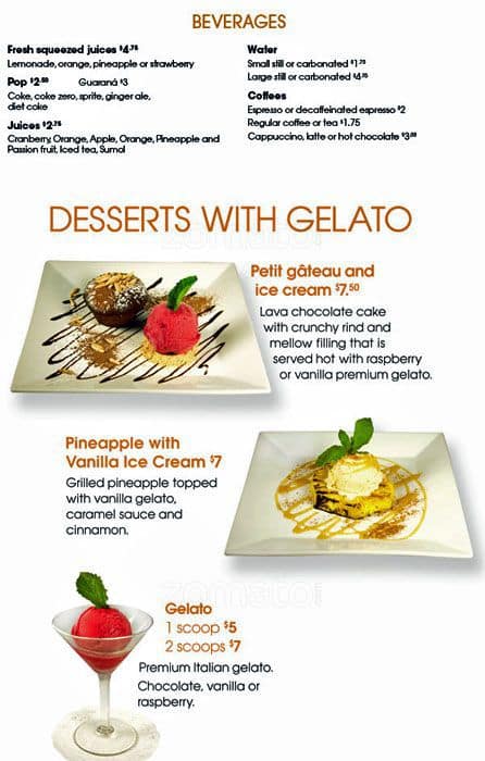 Menu at Rio 40 Restaurant, Toronto