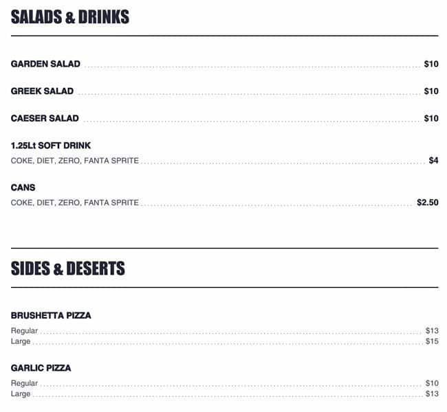 Menu at Mount Colah Pizzeria, Mount Colah, 5/599-601 Pacific Hwy