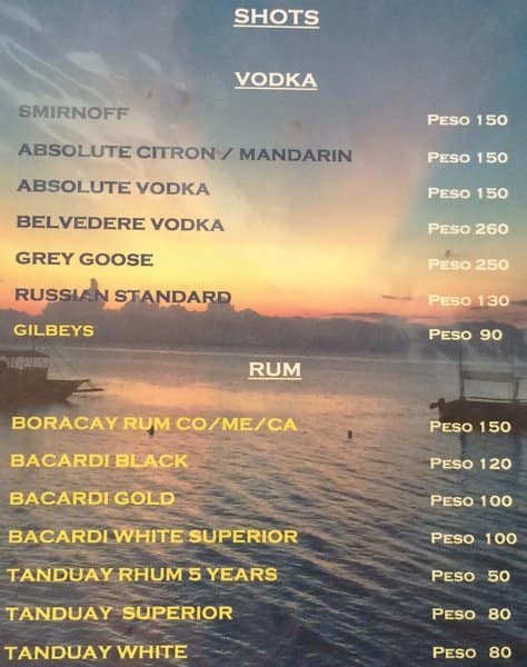 Menu at Café Cebuano pizzeria, Moalboal, Panagsama Rd