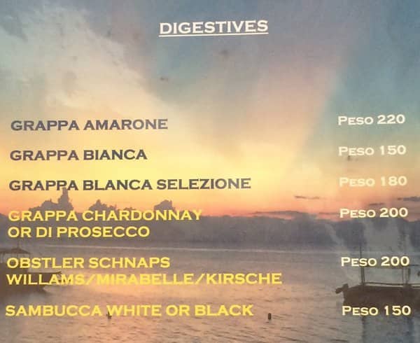 Menu at Café Cebuano pizzeria, Moalboal, Panagsama Rd