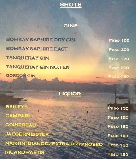 Menu at Café Cebuano pizzeria, Moalboal, Panagsama Rd