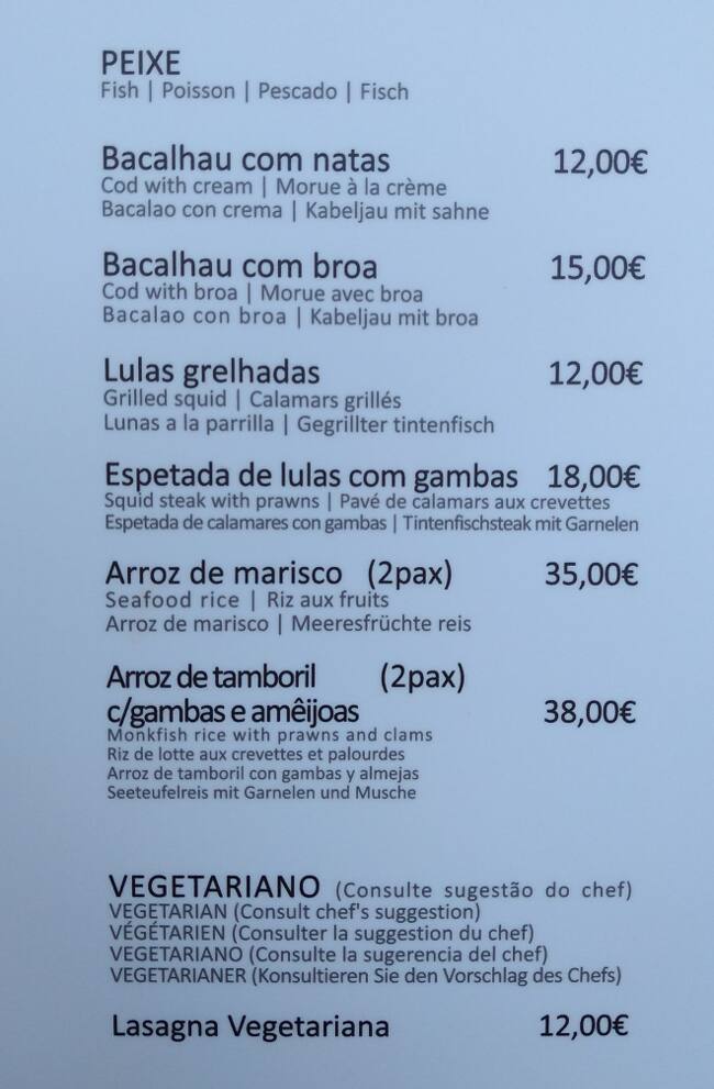 Menu at DALI Food house restaurant, Vila Nova de Gaia