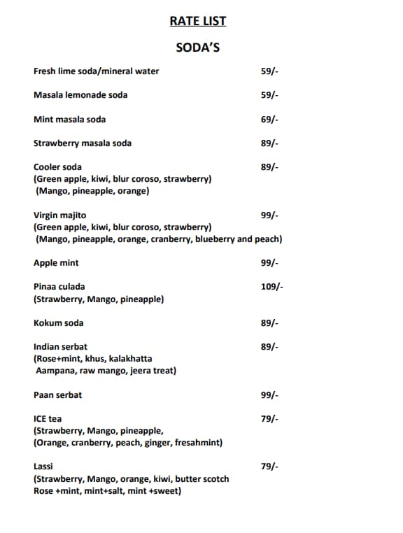 Menu of 28 Degree Celsius, Sector 23, Gurgaon