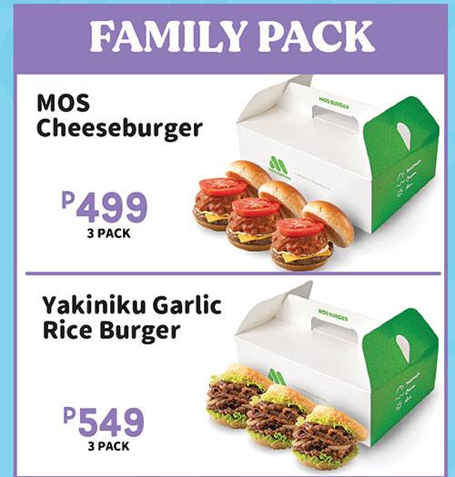 Menu at MOS Burger restaurant, Manila