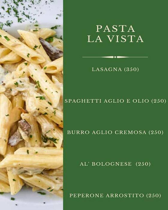 Menu of Pasta La Vista, Aundh, Pune