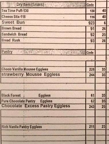 Menu at Mio Amore, Bhubaneswar, 9R3F+89X