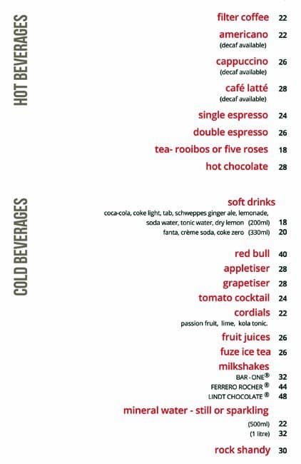 Menu at Cattle Baron Tyger Waterfront, Cape Town, Shops 5-8