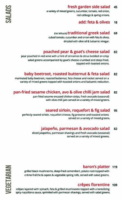 Menu at Cattle Baron Tyger Waterfront, Cape Town, Shops 5-8