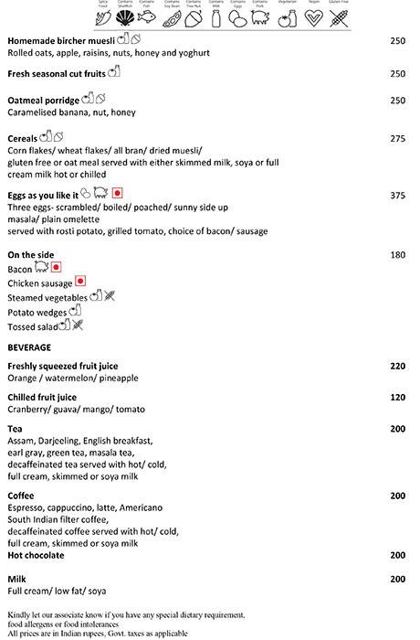 Menu at Latest Recipe at Le Meridien Kochi, Kochi, Le Meridien Kochi
