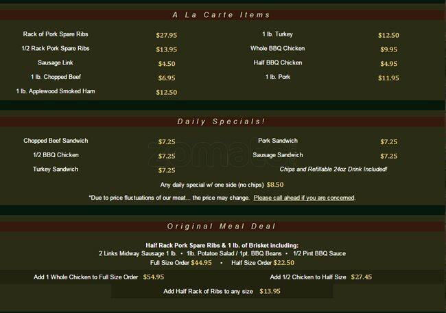 Menu at Midway BBQ, Katy