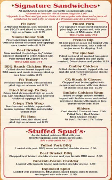 Menu at Carterque BBQ, Mount Airy