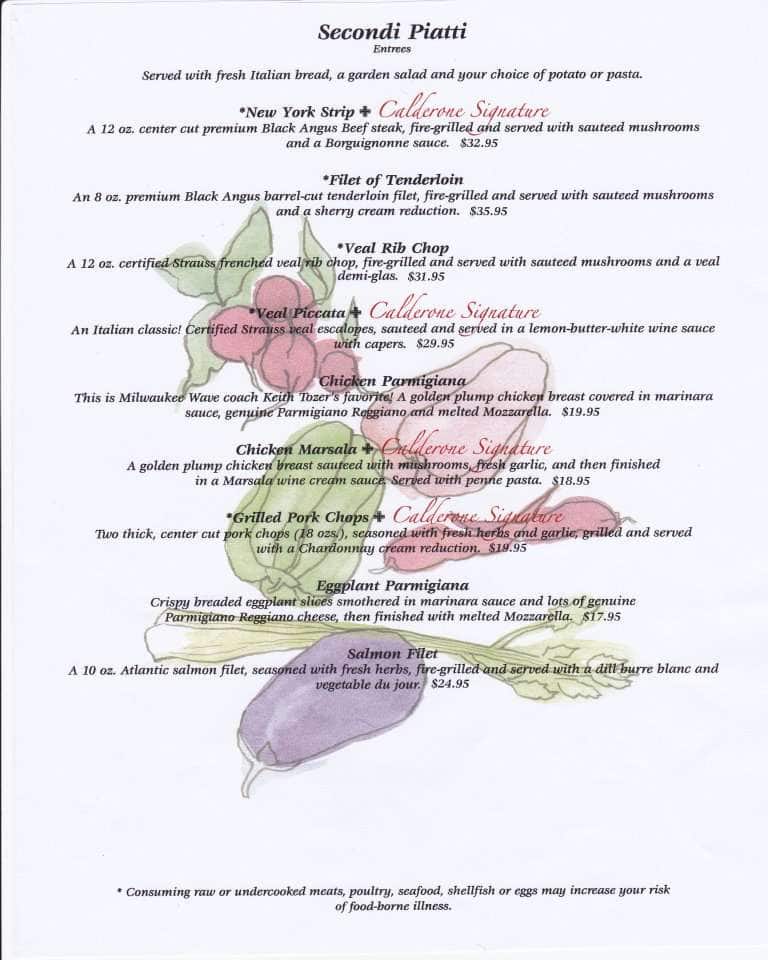 Menu at Calderone Club - Downtown Milwaukee, Milwaukee, 842 N Old World ...
