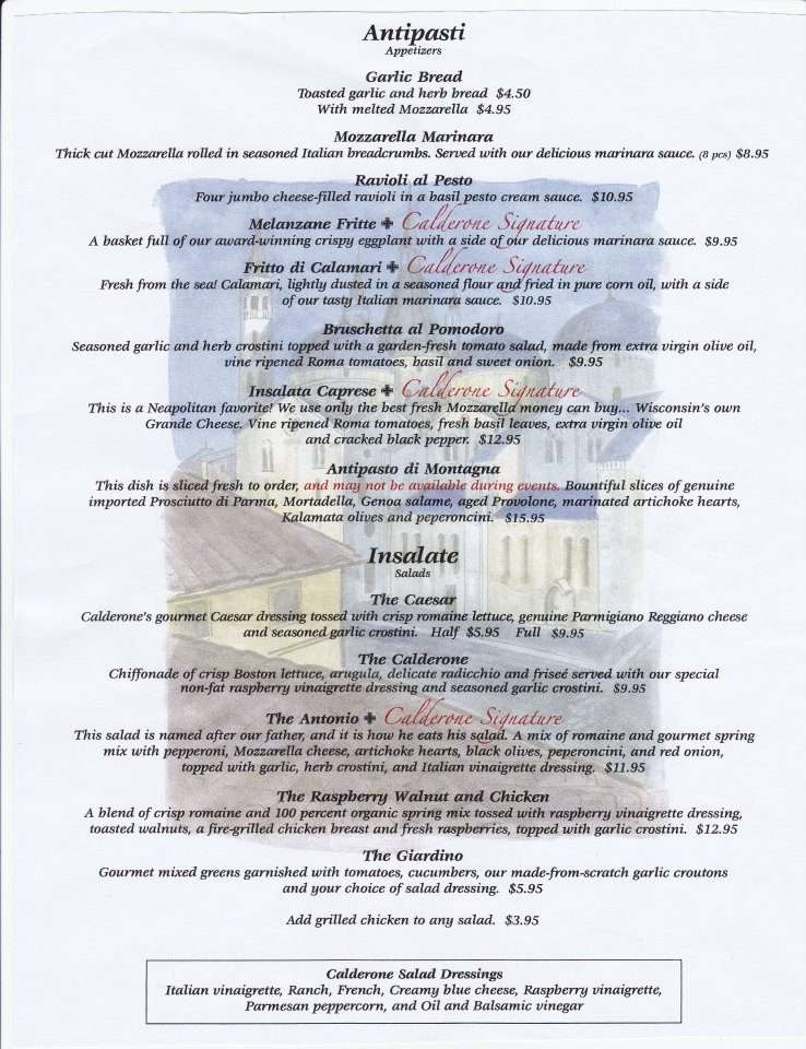 Menu at Calderone Club - Downtown Milwaukee, Milwaukee, 842 N Old World ...