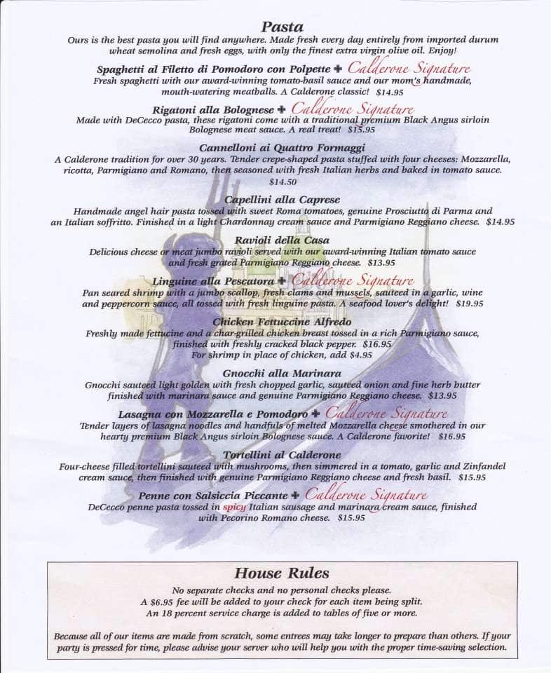 Menu at Calderone Club - Downtown Milwaukee, Milwaukee, 842 N Old World ...
