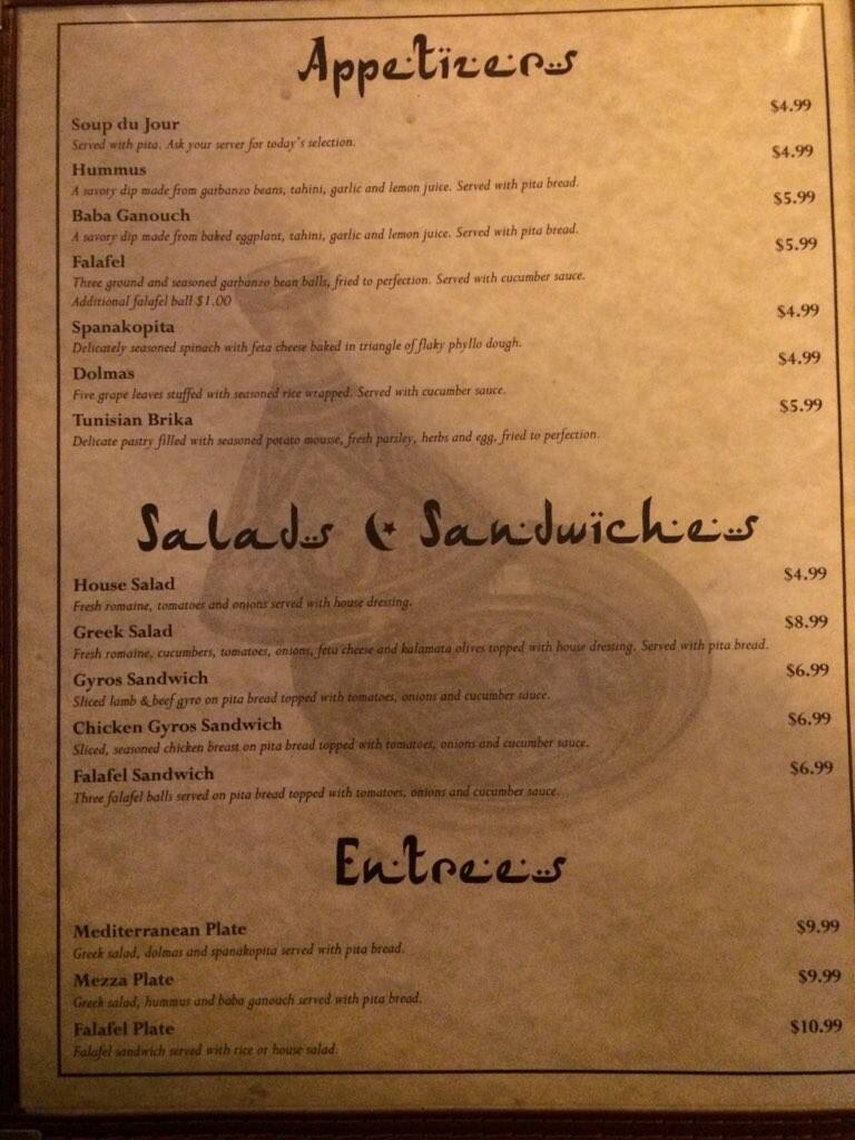 Marrakech Kasbah Mediterranean Cuisine Menu - Urbanspoon/Zomato
