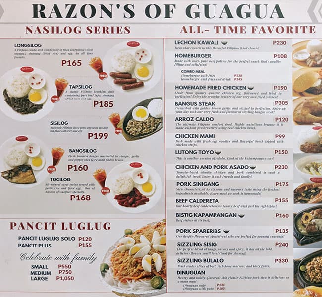 Razon's of Guagua Menu, Menu for Razon's of Guagua, Masinag, Lower ...