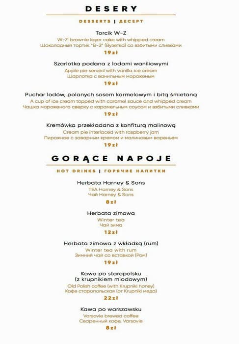 Menu at STOLICA Restauracja Stare Miasto Warszawa starówka kuchnia ...