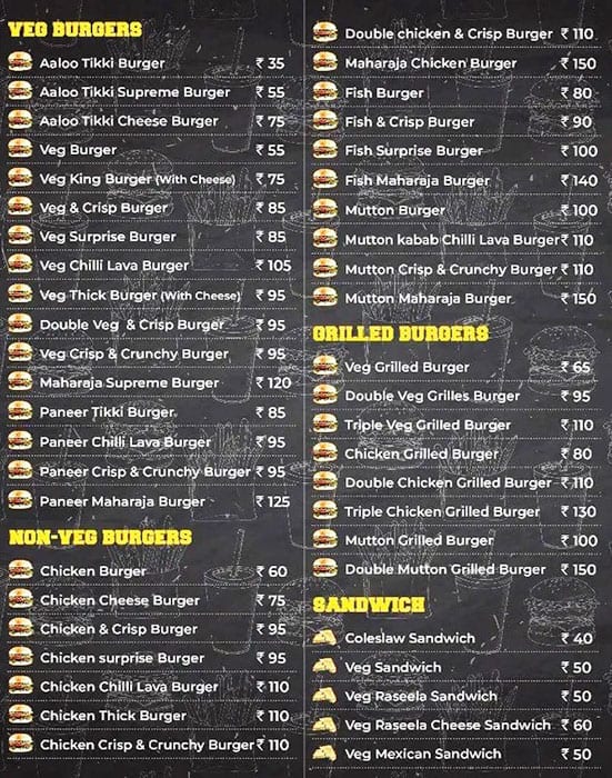 Menu of Burger Point, Aashiana, Lucknow