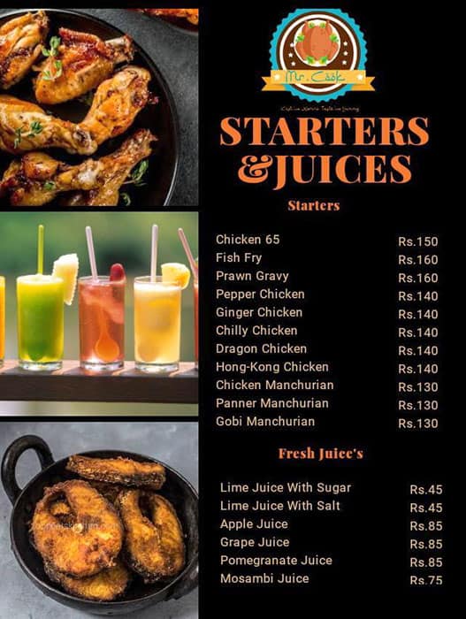 Menu of Mr.Cook, Vandalur, Chennai