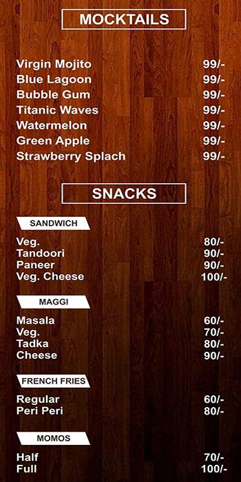 Menu at Fun Zone, Kota, Shop No.2