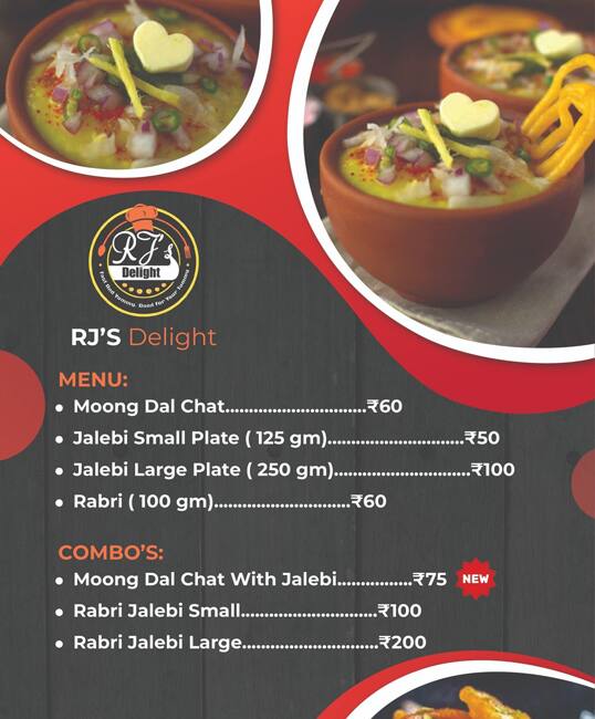 Menu of RJ's Delight, Sector 31, Gurgaon