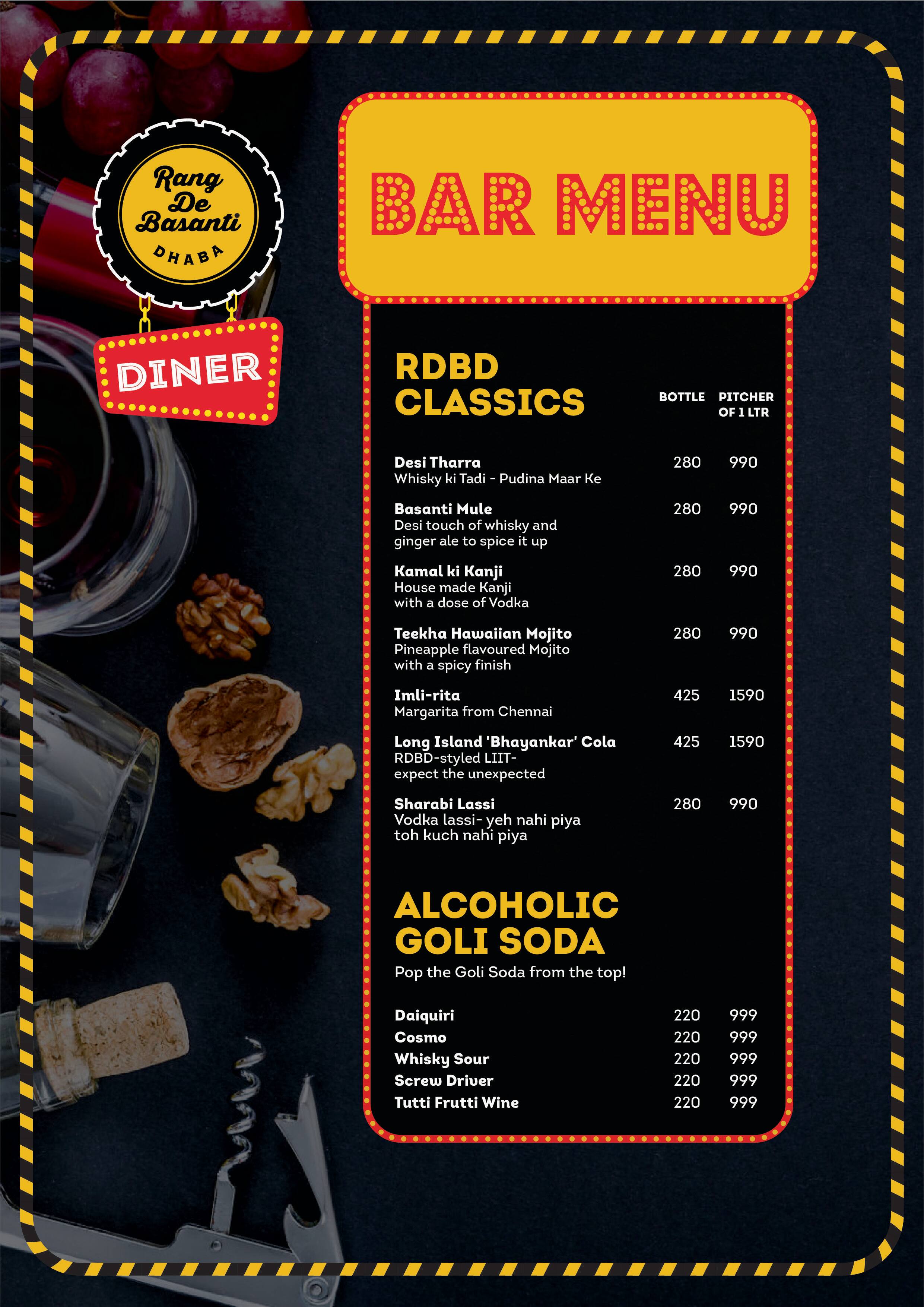 Menu of Rang De Basanti Dhaba - Diner, Christian Basti, Guwahati