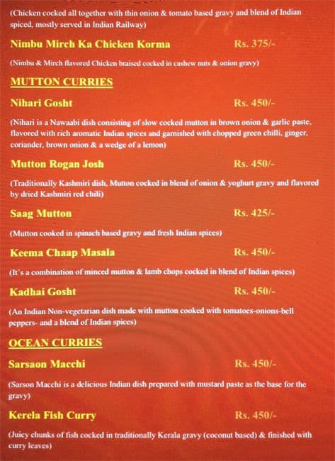 Menu at Nawabi, Gurugram, 220 Crosspoint Mall