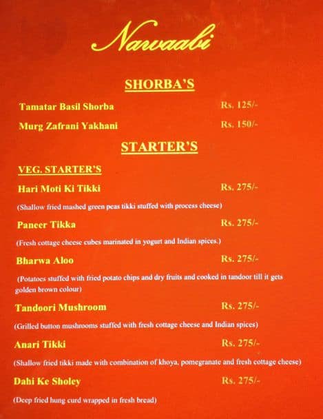 Menu at Nawabi, Gurugram, 220 Crosspoint Mall