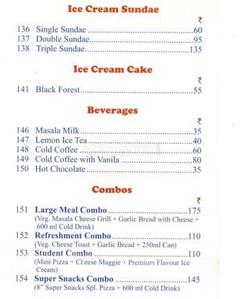 Menu at Super Snacks, Mumbai