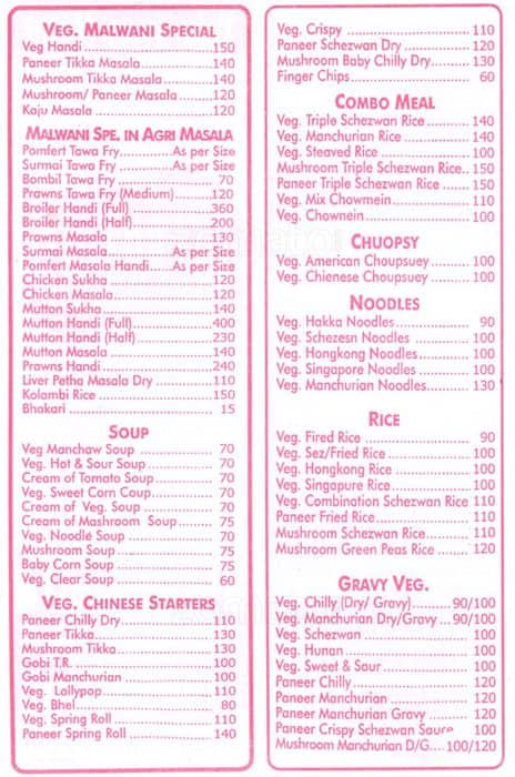 Menu at Hotel Sai Prasad, Mumbai, Turbhe Village Rd