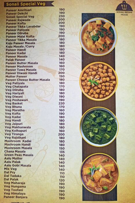 Menu at Hotel Sonali Family Restaurant, Pimpri-Chinchwad, Pune - Nashik Hwy
