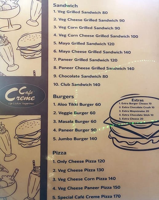 Menu at Cafe Creme, Navi Mumbai, Shop No. 2