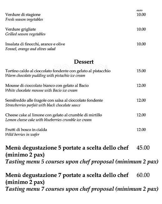 Menu da Roseto Garden Restaurant, Roma, Via Toscana