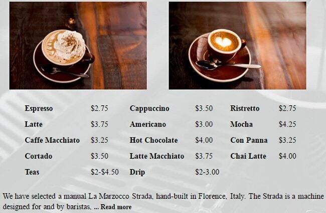 Menu at Platform 7 Coffee cafe, Vancouver, E Hastings St