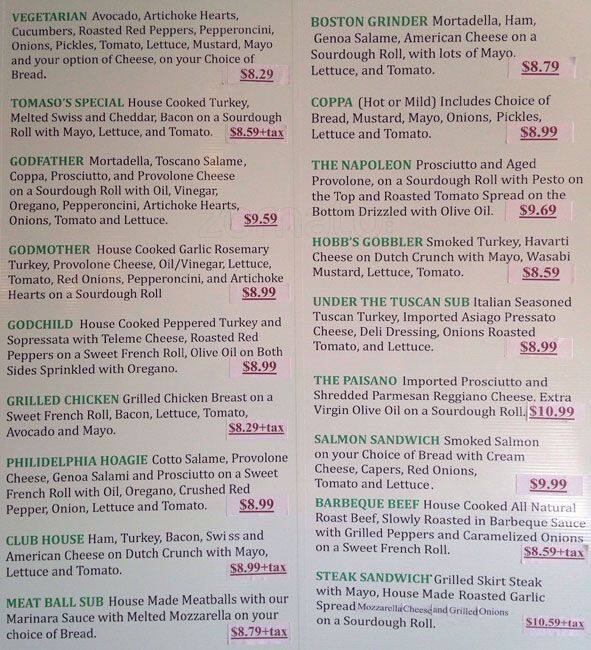 Menu at Colombo's Delicatessen - Pacifica restaurant, Pacifica