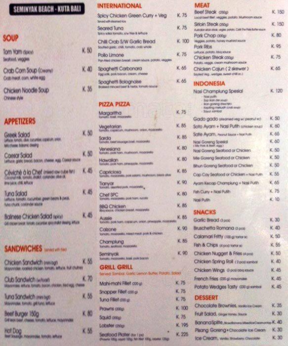 The Champlung Menu, Menu untuk The Champlung, Seminyak, Bali - Zomato ...