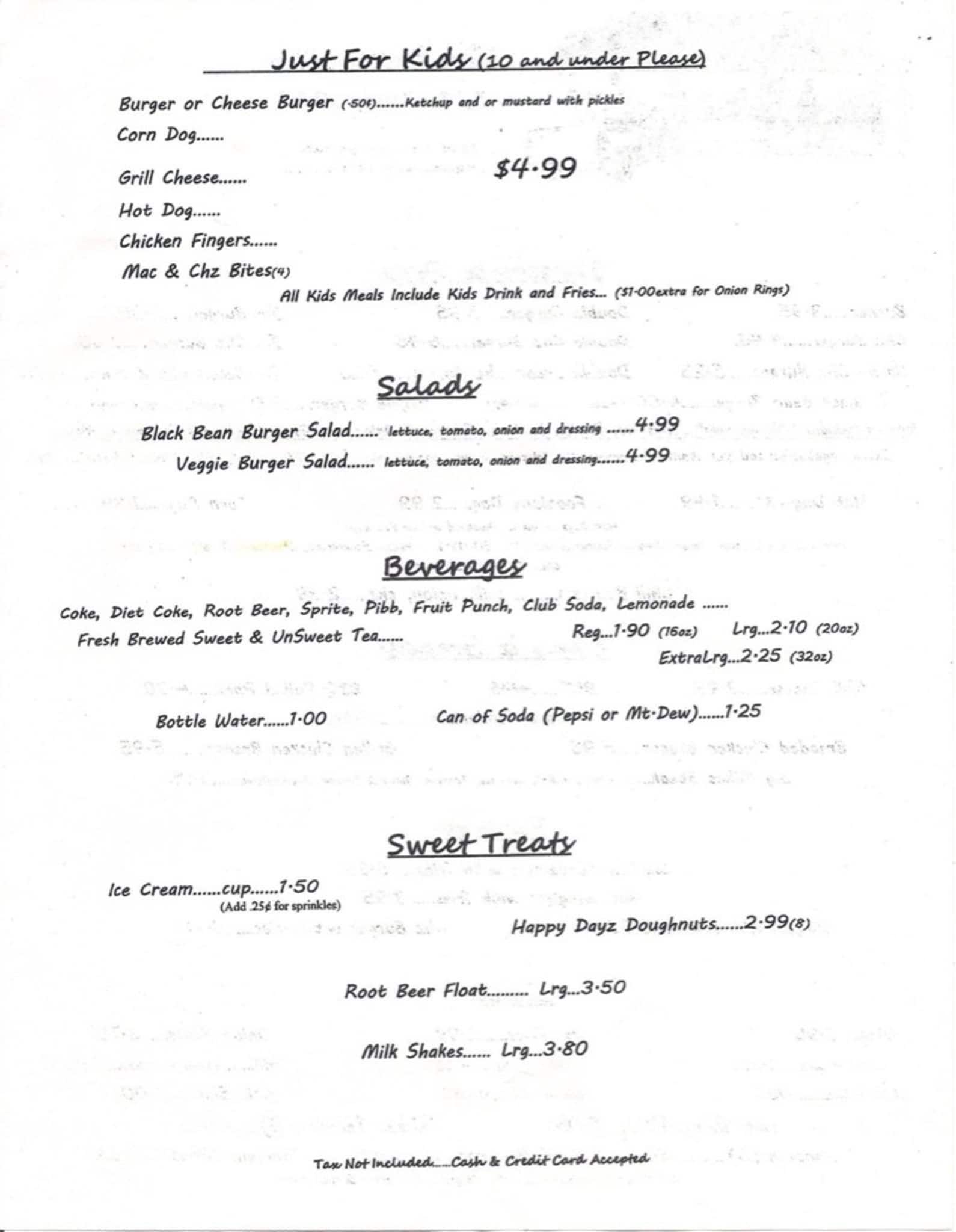 Menu at Burger Inn restaurant, Melbourne