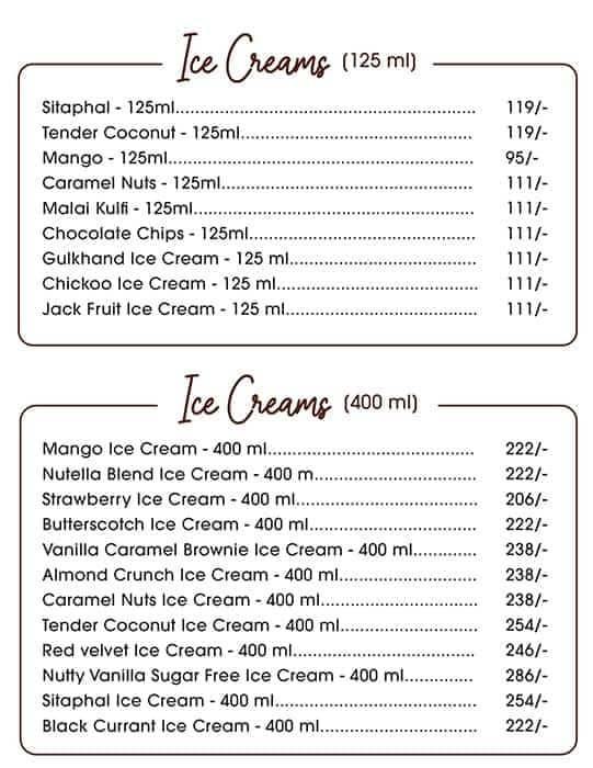 Menu of Iceberg Organic Icecreams, Kammanahalli, Bangalore
