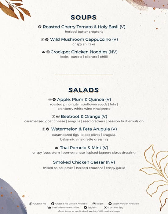 Menu of Ditas, Mehrauli, New Delhi