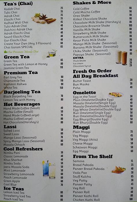 Menu of Chai Garam, Sector 21, Faridabad