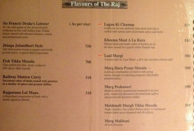 Menu at Sahib Sindh Sultan, Gurugram, G32X+X2H