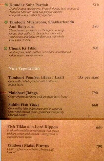 Menu at Sahib Sindh Sultan, Gurugram, G32X+X2H