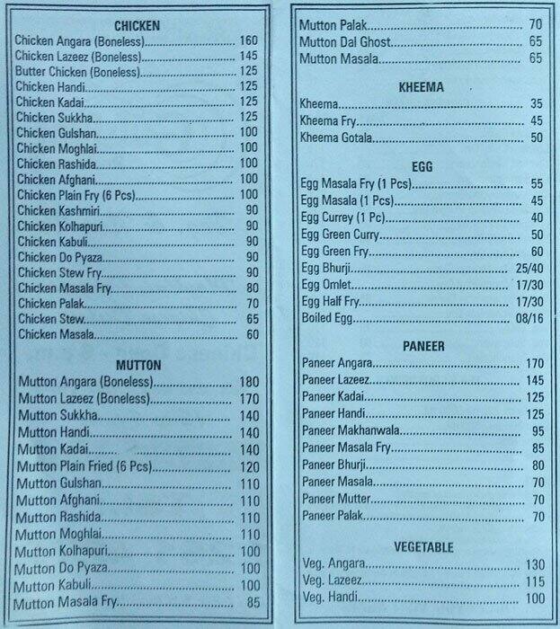 Gulshan Menu, Menu for Gulshan, Fort, Mumbai - Zomato