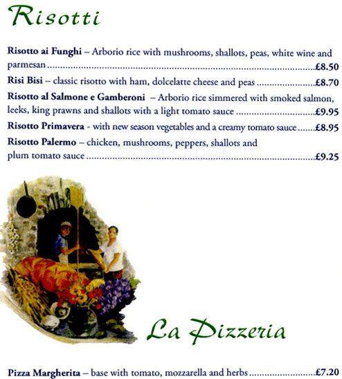 Menu at Pasta Di Piazza pizzeria, London, 221 Northfield Ave