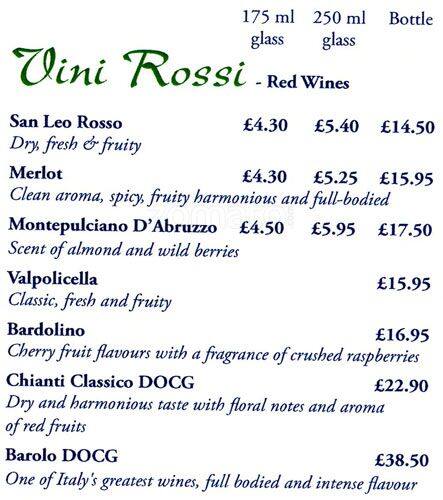 Menu at Pasta Di Piazza pizzeria, London, 221 Northfield Ave