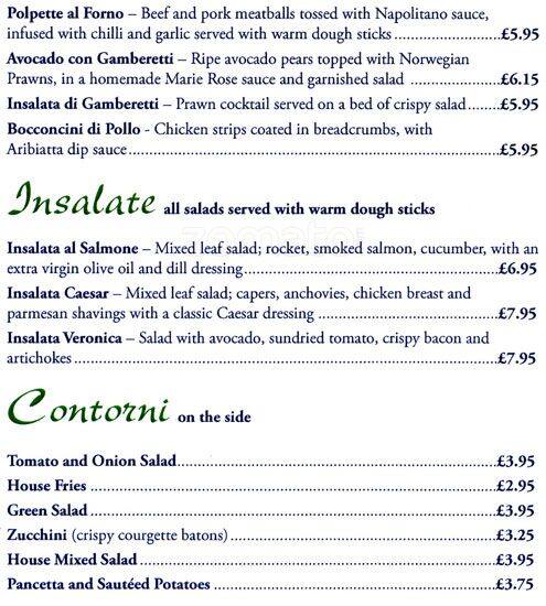 Menu at Pasta Di Piazza pizzeria, London, 221 Northfield Ave