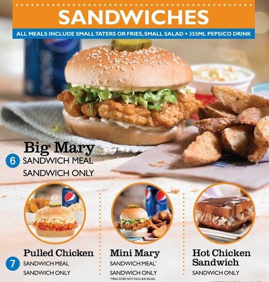 Menu at Mary Brown's Chicken fast food, Brampton, Hurontario St #8