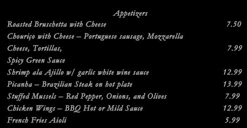 Menu at Tou-Che Martini Lounge pub & bar, Toronto