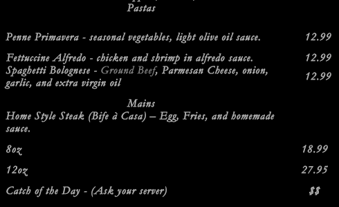 Menu at Tou-Che Martini Lounge pub & bar, Toronto